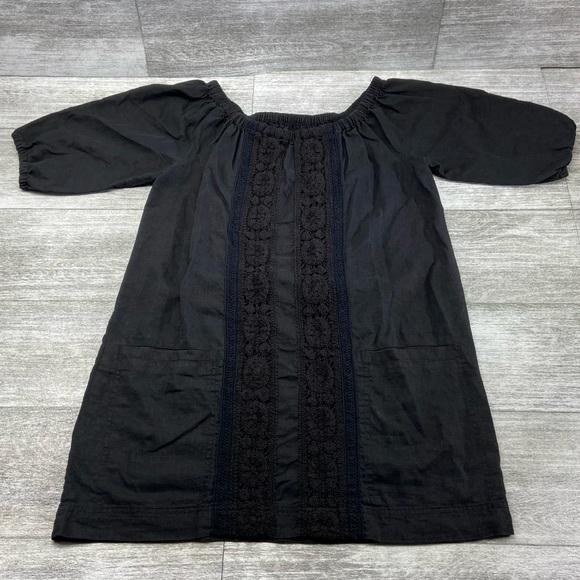 Anthropologie | Tops | Anthropologie Mermaid Black Linen Blend Crochet ...